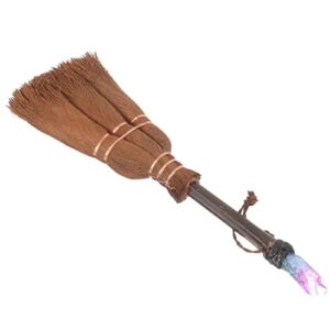 orfofe children's mini broom astetic room decor witches broom halloween ornaments kid broom decor interior broom ornament halloween props short broom hanging broom prop brown wooden