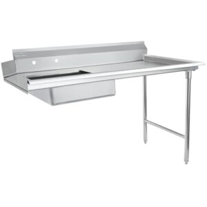 empura 60" wide stainless steel soiled dishtable with backsplash | straight design right hand side commercial worktop table for restaurant diner cafeteria kitchen | 60"w x 30"d x 41.5"h, 16 gauge, nsf