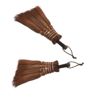 2pcs small broom desk cleaning brush sweeping hand handle broom small hand broom small cleaning broom kitchen countertop broom manual palm broom desk dust broom light brown wood unomor