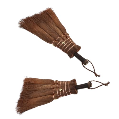 2pcs Small Broom Desk Cleaning Brush Sweeping Hand Handle Broom Small Hand Broom Small Cleaning Broom Kitchen Countertop Broom Manual Palm Broom Desk Dust Broom Light Brown Wood Unomor