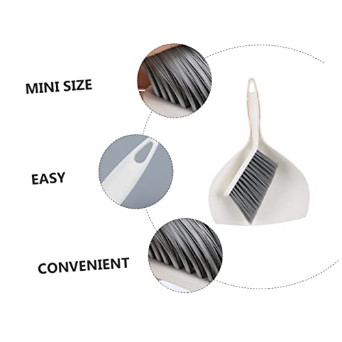 Gogogmee 1 Set Children's Dustpan Broom Pet Cage Broom Cleaning Kit Broom with Dustpan Small Dustpan and Brush Small Cleaning Broom Desk Hand Broom Keyboard Broom Clean Keyboard Pp White