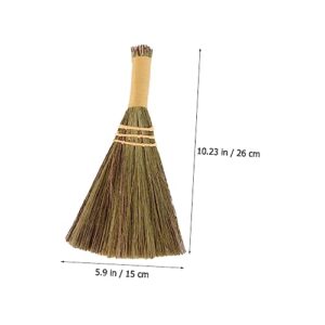 Amosfun 2pcs Miscanthus Small Broom AWN Mini Craft Brooms Wizard Broom Mini Cleaning Broom Tabletop Decor Miniature Artificial House Broom Cleaning Supplies Dark Brown Dried Miscanthus