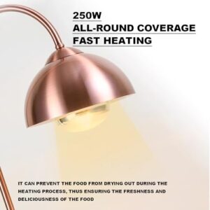 250w Catering Heat Lamp, Food Warmer Lamp, Food Heat Lamps, Marble Base, All-Round Insulation, for Restaurant Kitchen Food Service Buffet Home