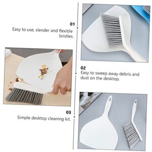 Gogogmee 1 Set Children's Dustpan Broom Pet Cage Broom Cleaning Kit Broom with Dustpan Small Dustpan and Brush Small Cleaning Broom Desk Hand Broom Keyboard Broom Clean Keyboard Pp White