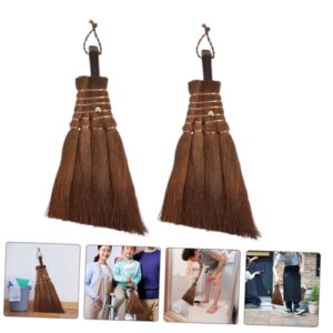 HONMEET 2pcs Small Broom Handheld Broom Sweeper Broom Household Cleaning Tool Brush for Desk Mini Corn Broom Kitchen Countertop Broom Counter Cleaning Broom Asian Straw Soft Broom Palm