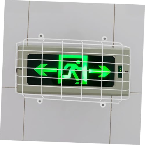 CAXUSD 2pcs School Evacuation Sign Exit Sign Protective Covers Emergency Light Protection Exit Sign Protective Cage Sign Light Covers Light Switch Covers Guard LED Exit Sign White Iron