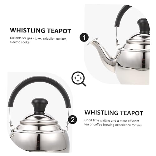 GRADENEVE Stainless Steel Kettle Whistling Coffee Pot Whistling+kettle+with+removable+spout Steel Gas Tea Kettle Whistling Coffee Kettle Boiling Teapot Espresso Machines Teapot for Silver