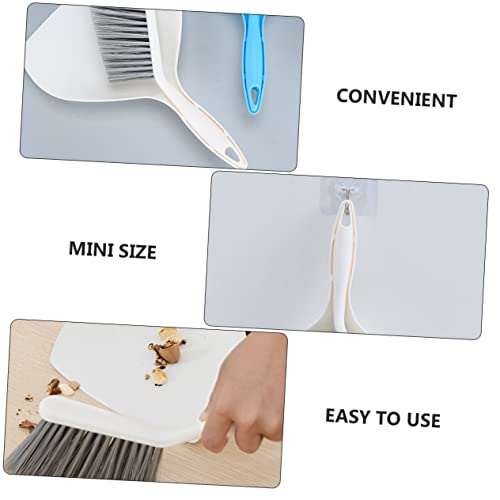 Gogogmee 1 Set Children's Dustpan Broom Pet Cage Broom Cleaning Kit Broom with Dustpan Small Dustpan and Brush Small Cleaning Broom Desk Hand Broom Keyboard Broom Clean Keyboard Pp White