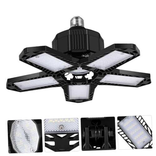 Gadpiparty Five Leaves Garage Light LED Garage Lights Adjustable Pcs LED Quantity Industrial Ceiling Lights 5 Panel Garage Light Workshop Light Deformation Lamp Plastic Black