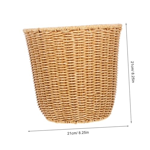 VOSAREA Woven Trash Can Wicker Trash Can Rattan Storage Baskets Sundries Basket Wicker Storage Basket Woven Basket Wicker Vase Decorative Trash Can Jute Storage Baskets Lids Iron Orange