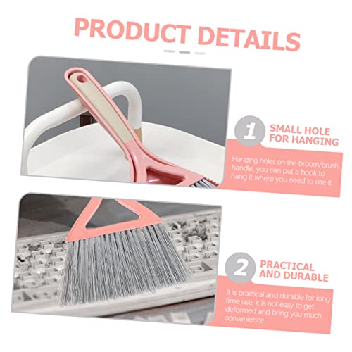 1 Set Broom Dustpan Set Pans Ceiling Fan Shovel Piso Car Cleaning Brushes Whisk Escobas Tiny Desktop Cleaning Supplies Household Cleaning Brush Mini Broom Mini Dustpan Plastic Pink Gogogmee