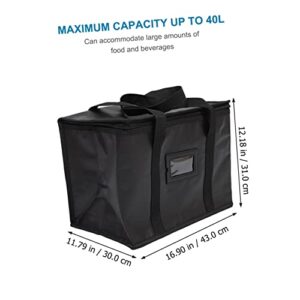 COLLBATH Insulation Bags Black Bag Shopping Bags for Groceries Food Bag Jumbo Insulated Bag Reusable Grocery Bag Grocery Shopping Bags Large Insulated Food Bag Cooler Bag Woven