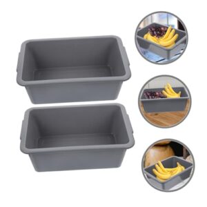 Levemolo 2pcs Box Storage Basket Washing Basin Tub Large Bus Tubs Restaurant Wash Basin Food Washing Bowl Utility Bus Tub Rectangular Bus Tubs Food Service Bus Dish Wash Basin Pp Grey