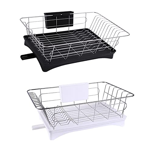 JUNXIAN Dish Rack Kitchen Countertop Utensil Organizer Storage Kitchen Dishware Storage Stand Household Dish Drying Rack Dish Containers(A)