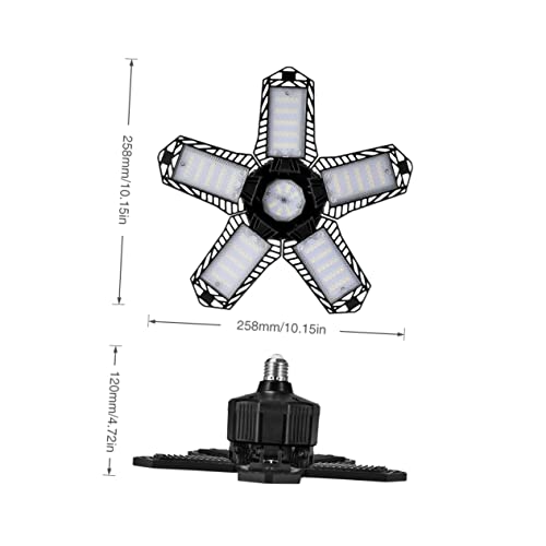 Gadpiparty Five Leaves Garage Light LED Garage Lights Adjustable Pcs LED Quantity Industrial Ceiling Lights 5 Panel Garage Light Workshop Light Deformation Lamp Plastic Black