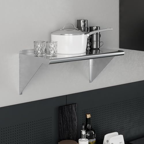 AmGood 16 in. x 30 in. Stainless Steel Wall Shelf | NSF Certified | Appliance & Equipment Metal Shelving | Kitchen, Restaurant, Garage, Laundry, Utility Room