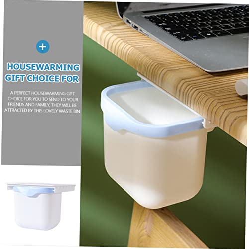 FONDOTIN Under Desk Drawer Trash Snack Container Desktop Garbage Basket Waste Bin for Office Dining Table Hidden Rubbish Can Office Trashcan Trash Can Bins Desktop Waste Bin Blue Plastic