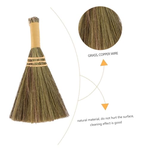 Amosfun 2pcs Miscanthus Small Broom AWN Mini Craft Brooms Wizard Broom Mini Cleaning Broom Tabletop Decor Miniature Artificial House Broom Cleaning Supplies Dark Brown Dried Miscanthus