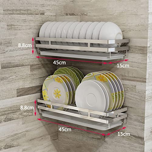 JUNXIAN Dish Rack Household Dish Storage Rack, Kitchen Dish Drying Rack, Dish Drying Storage Rack, Kitchen Storage Rack (Two Pieces) Dish Containers