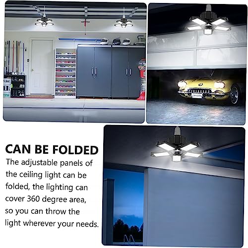 BUTIFULSIC Five Leaves Garage Light Outdoor Ceiling Lights Deformable Lamp Recessed Light Bulbs Ceiling Lamp with Adjustable Garage Lights Garage Ceiling Light Black Plastic