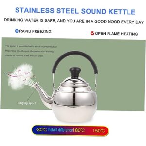 GRADENEVE Stainless Steel Kettle Whistling Coffee Pot Whistling+kettle+with+removable+spout Steel Gas Tea Kettle Whistling Coffee Kettle Boiling Teapot Espresso Machines Teapot for Silver