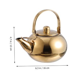 GRADENEVE Stainless Steel Pot Rubbed Bronze Tea Kettle Infuser Coffee Cups for Women Coffe Filter Gas Boiled Kettle Home Espresso Machine Large Teapot Water Carafe with Lid Top Golden