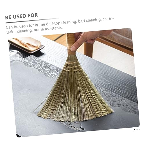 Amosfun 2pcs Miscanthus Small Broom AWN Mini Craft Brooms Wizard Broom Mini Cleaning Broom Tabletop Decor Miniature Artificial House Broom Cleaning Supplies Dark Brown Dried Miscanthus