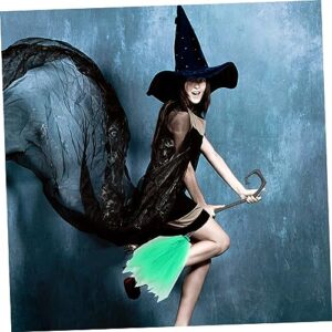 HONMEET Witches Flying Broomstick Plastic Halloween Broom Decoration Mesh Detachable Witch Broom Witch Cosplay Broom