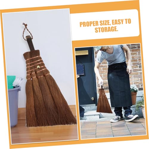 2pcs Small Broom Desk Cleaning Brush Sweeping Hand Handle Broom Small Hand Broom Small Cleaning Broom Kitchen Countertop Broom Manual Palm Broom Desk Dust Broom Light Brown Wood Unomor