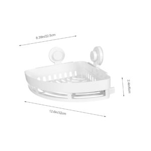 VOSAREA 1pc Shelf Storage Basket Wall-Mounted Shelf Soap Holder Rack Corner Shelf Wall Mounted Shelf Suction Cup Shower Shelf Wall-Mounted Bathroom Mounted Basket White Plastic