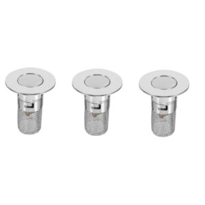 homoyoyo 3pcs leaking plug floor drain strainer wash basin drain filter kitchen sink stopper sink filter basket shower bathtub strainer push type basin filter washbasin plug silver abs