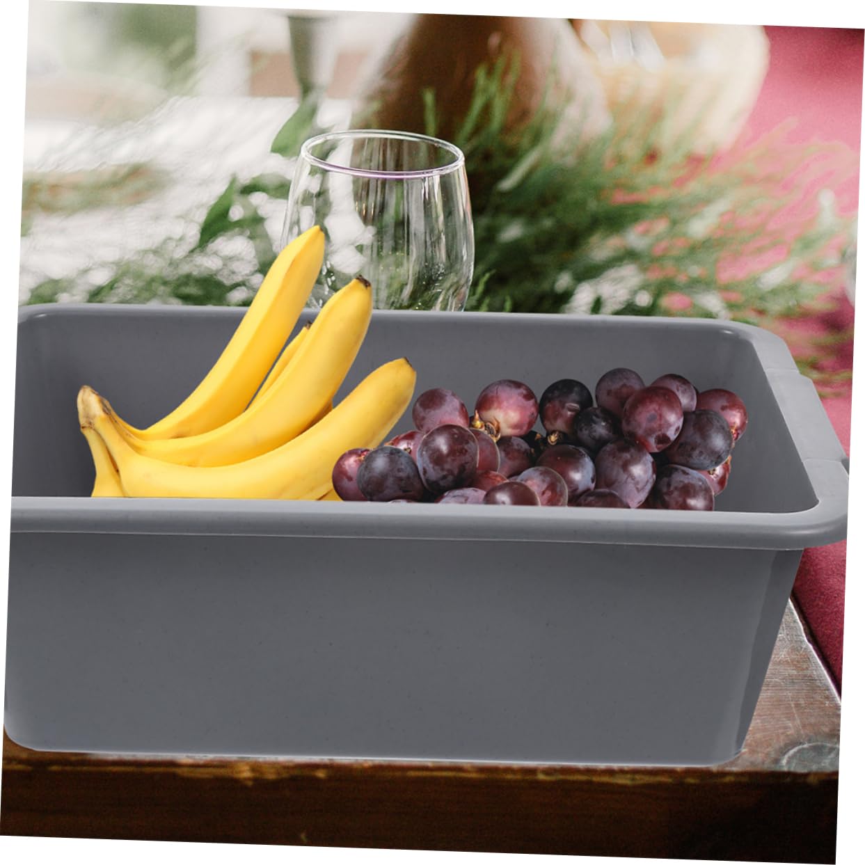 VILLFUL 2pcs Box Storage Basket Dish Wash Basin Commercial Bus Tub Rectangular Bus Tubs Fruit Container Utility Bus Tub Restaurant Wash Basin Storage Bins Restaurants Plastic Tub Pp Grey