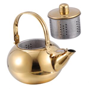 gradeneve stainless steel pot rubbed bronze tea kettle infuser coffee cups for women coffe filter gas boiled kettle home espresso machine large teapot water carafe with lid top golden