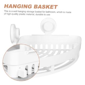 VOSAREA 1pc Shelf Storage Basket Wall-Mounted Shelf Soap Holder Rack Corner Shelf Wall Mounted Shelf Suction Cup Shower Shelf Wall-Mounted Bathroom Mounted Basket White Plastic