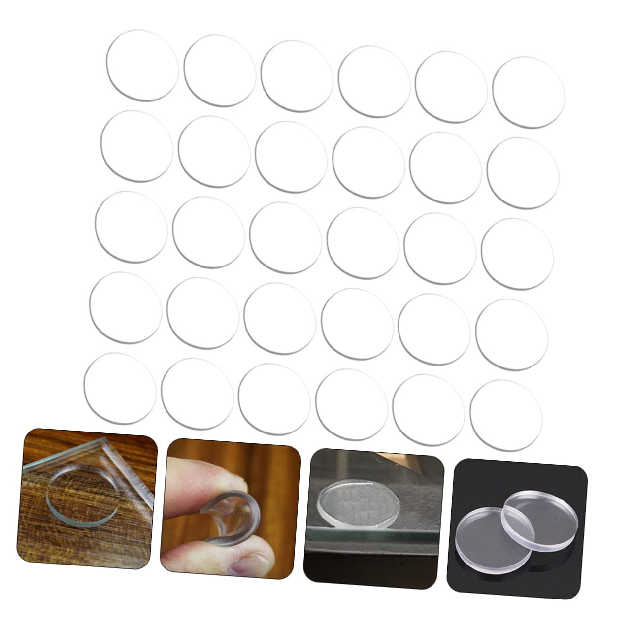 CRILSTYLEO 30pcs Gasket Clear Desk Protector Furniture Gripper Table Protector Pad Anti-Slip Pads Non Furniture Pad Cabinet Buffer Pad Flooring Spacers Furniture Bumper Pad Transparent Rubber