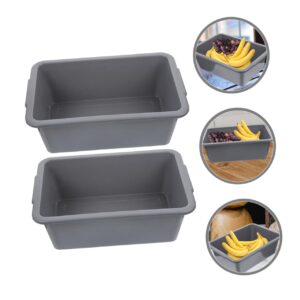 Hohopeti 2pcs Box Storage Basket Commercial Bus Tub Restaurant Wash Basin Food Service Bus Dishwashing Tub Vegetable Tote Tub Food Storage Bin Commercial Tote Tub Washing Basin Tub Pp Grey