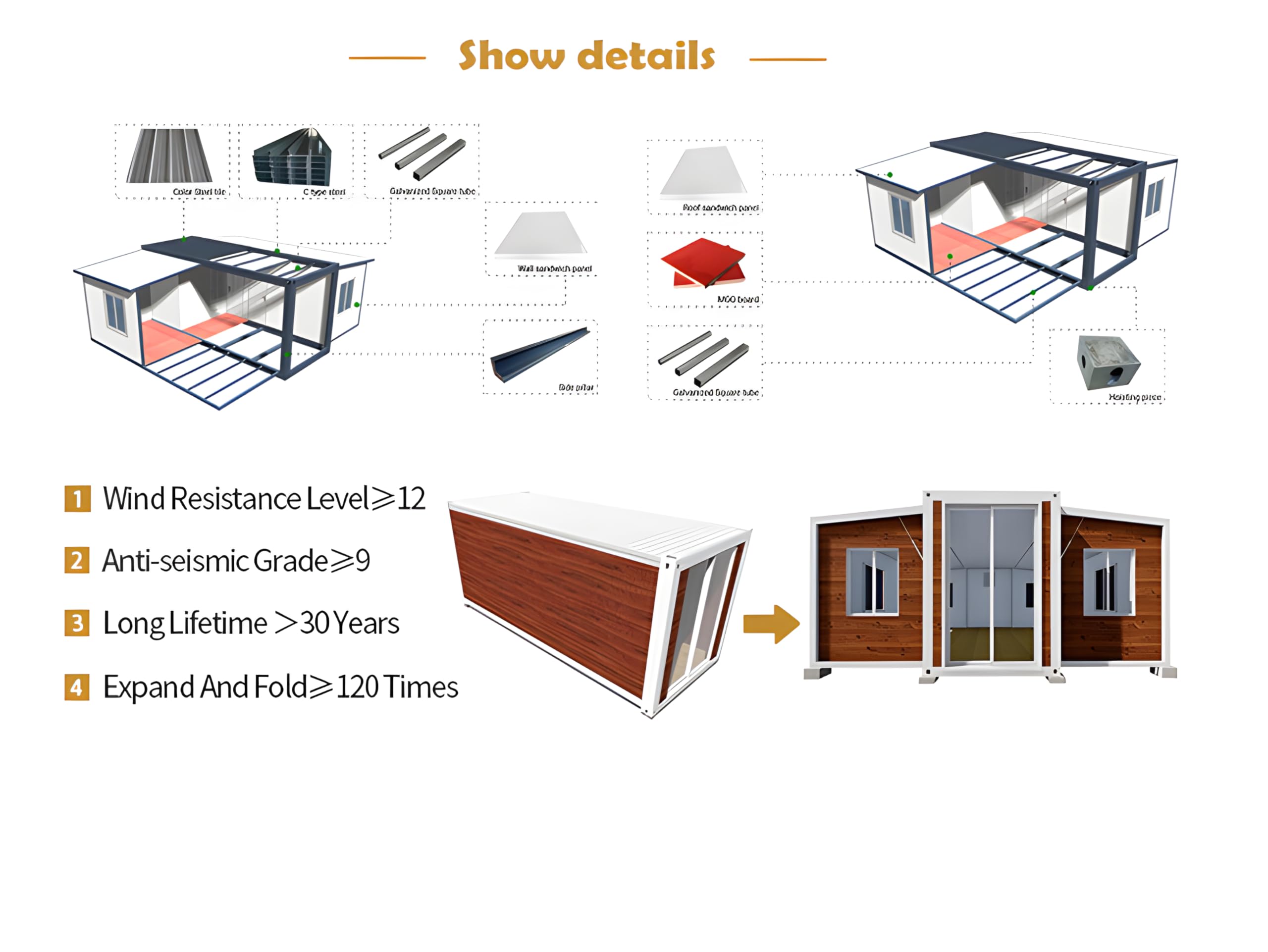 Modern Luxury Home with Pitch Roof – Living House with Bedroom, Bathroom & Kitchen, Waterproof, Sleek Design (20 X 20Ft- One Bedroom Layout)