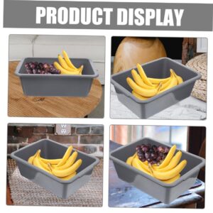 VILLFUL 2pcs Box Storage Basket Dish Wash Basin Commercial Bus Tub Rectangular Bus Tubs Fruit Container Utility Bus Tub Restaurant Wash Basin Storage Bins Restaurants Plastic Tub Pp Grey