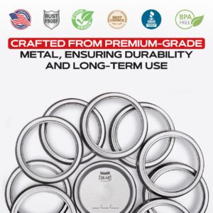 FORJARS - 100 Wide Mouth. Canning Rings are made of stainless steel. 0.5 Inch Height, 100-Piece Set. Wide mouth mason jar lids are secure with an airtight fit.