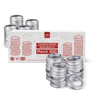 forjars - 100 wide mouth. canning rings are made of stainless steel. 0.5 inch height, 100-piece set. wide mouth mason jar lids are secure with an airtight fit.