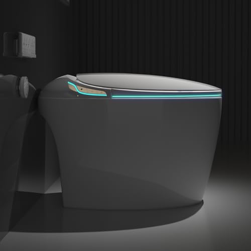 Wekuku Unique Smart Toilet With Bidet Built In, Intelligent One Piece Toilet For Modern Bathroom, Auto Open/Close Seat, Foot Sensor, Led Display, Night Light, Warm Water & Dryer, White (1 Seat)