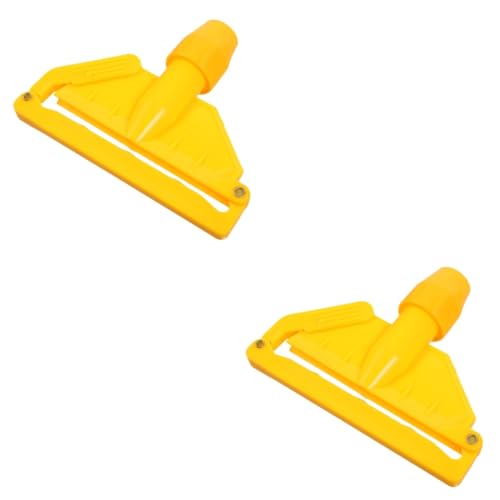 OHPHCALL 2pcs Mop Clip Mop Replacement Accessories Mop Handle Commercial Heavy Duty Reusable Mop Pads Mop Making Part Mop Replacement Clamp Detachable Mop Clamp Plastic Yellow