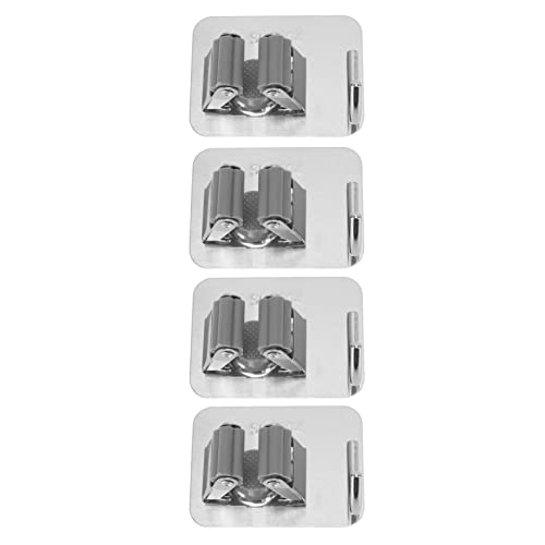 Kelepu Mop Broom Holder Stainless Steel Clip Hook Set Wall Mounted Gardening Tool Organizer Laundry Room Garage Silver 4Pcs