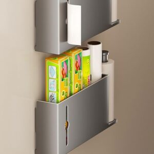 Rooyar Kitchen Cabinet Door Storage Solution Wall Mounted Organiser for Foil and Wax Paper Fridge Organization Accessories