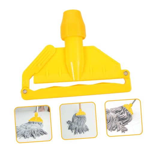 OHPHCALL 2pcs Mop Clip Mop Replacement Accessories Mop Handle Commercial Heavy Duty Reusable Mop Pads Mop Making Part Mop Replacement Clamp Detachable Mop Clamp Plastic Yellow