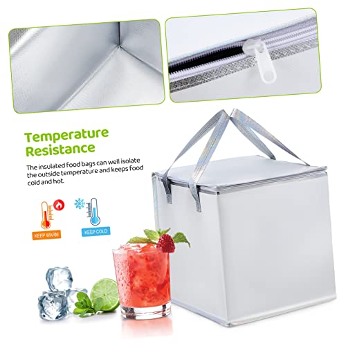 COLLBATH 2 Pcs Insulation Food Transport Portable Food Warmer Insulated Food Large Grocery Zippered Top Insulated Food Carrier Cooler Aluminum Non-woven Fabric