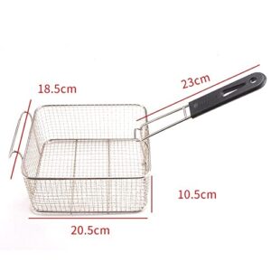 JUNXIAN Deep Frying Basket Stainless Steel Frying Basket With Handle Food Basket Square Hanging Removable Filter Fryer Frying Net