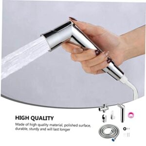 COOLHIYA 1 Set Toilet Sprayer Shower Head Kit Hand Held Bidet Cleaning Kits Hand Shower Handheld Sprayer Kit Handheld Bidet Stainless Hose Cloth Diaper Sprayer Kit Bidet Hand Silver Copper