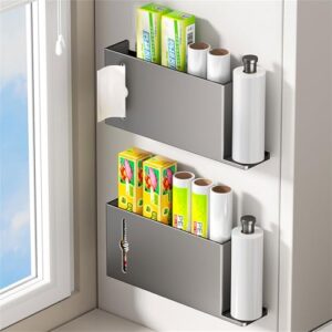 Rooyar Kitchen Cabinet Door Storage Solution Wall Mounted Organiser for Foil and Wax Paper Fridge Organization Accessories