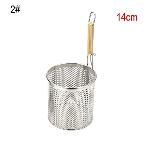 JUNXIAN Deep Frying Basket Frying Basket Stainless Steel Slotted Spoon Mesh Basket Fryer French Fries Baked Vegetables Frying Basket Sink Filter Frying Net(14cm)